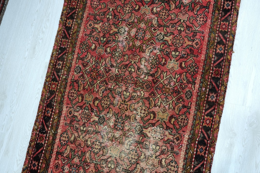 3x6 Rose Red Brown Vintage Oriental Rug - Handwoven Persian Style ...
