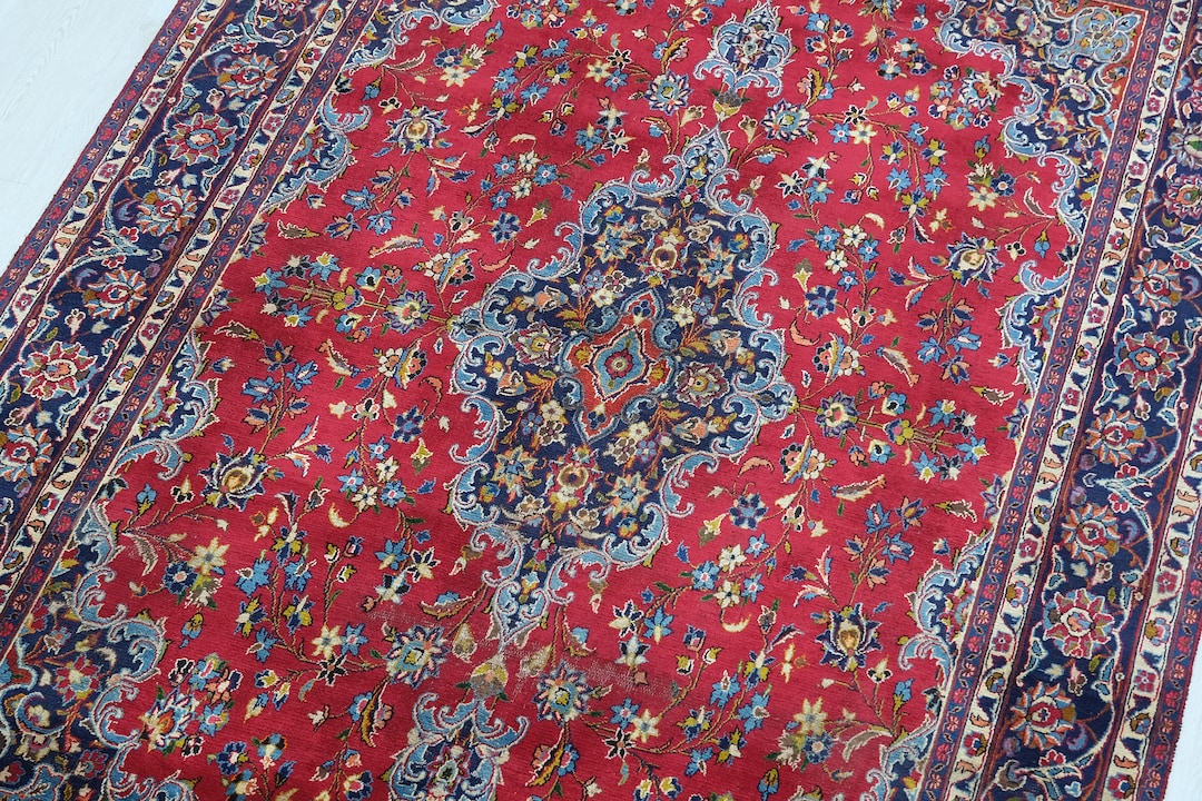 8x10 Candy Red Blue Vintage Oriental Rug Handwoven Persian Style Area ...