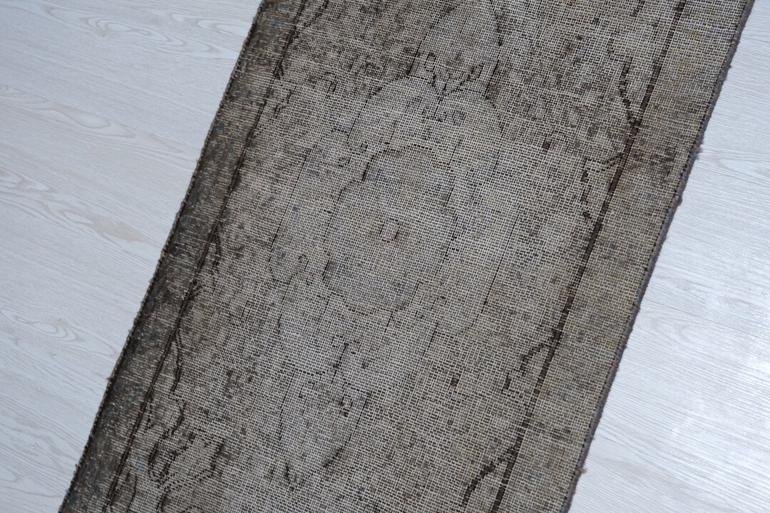 2x3 Muted Gray Espresso Brown Vintage Oriental Rug - Handwoven ...