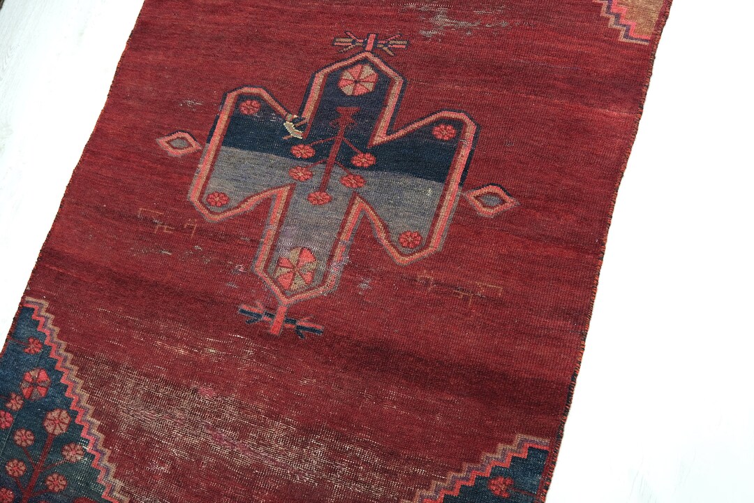 4x6 Red Gray Vintage Accent Rug - Oriental Hand Knotted Organic Wool ...
