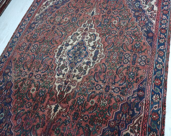 6x10 Terracotta Red Cream Vintage Area Rug - Oriental Hand Knotted ...