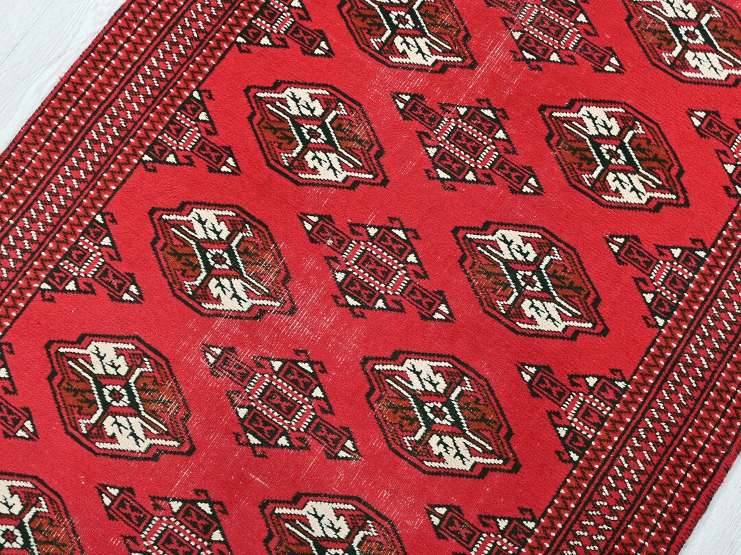 Oriental 3x5 Ft Vintage Persian Style Handmade Rose Red Geometric ...