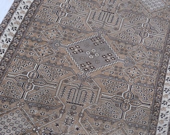 5x7 Red Black Vintage Oriental Rug Handwoven Floral Area Rug Organic ...