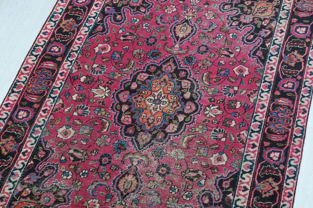 6x9 Barbie Pink Vintage Oriental Rug Handwoven Floral Area Rug Organic ...