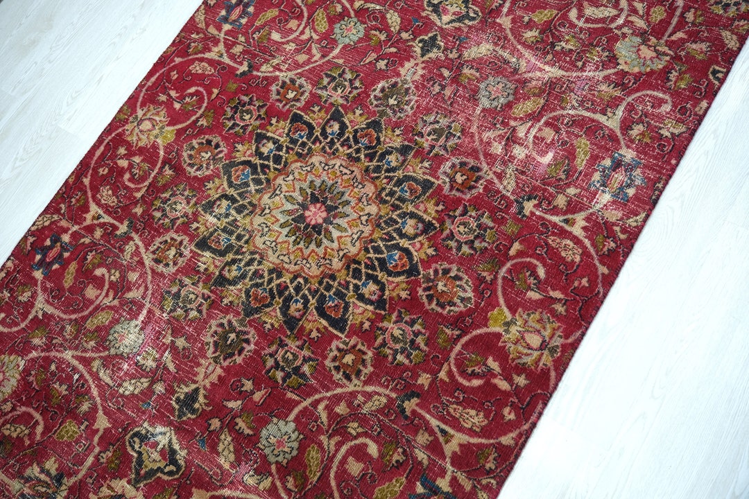 4x6 Red Blue Brown Ivory Persian Style Tribal Floral Rug - Handwoven ...