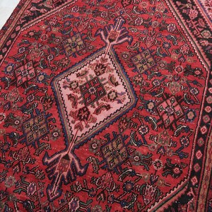 5x8 Berry Red Black Vintage Oriental Rug Handwoven Floral Area Rug ...