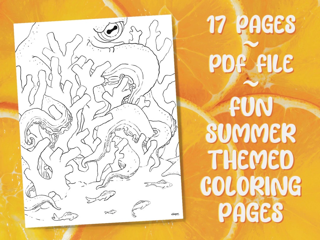 Printable Coloring Pages | Summer Themed | 17 Designs | Digital ...