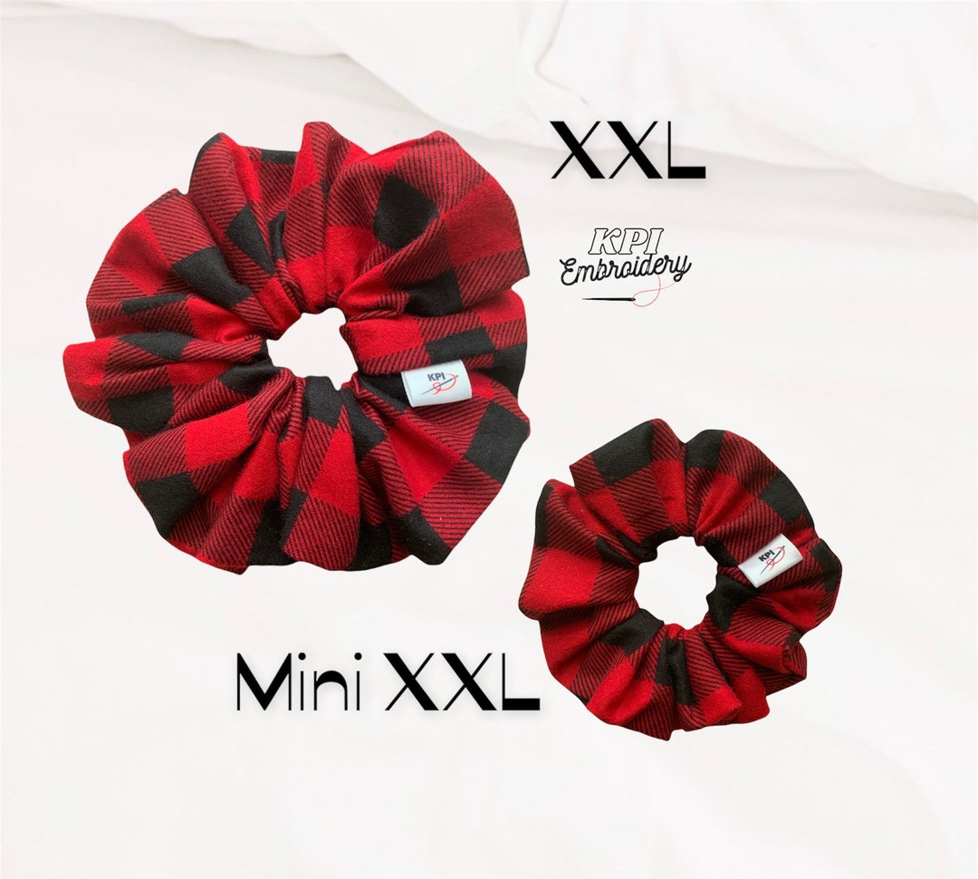 XXL Red Buffalo Plaid Scrunchie, XXL White Scrunchie, Paw Scrunchy ...