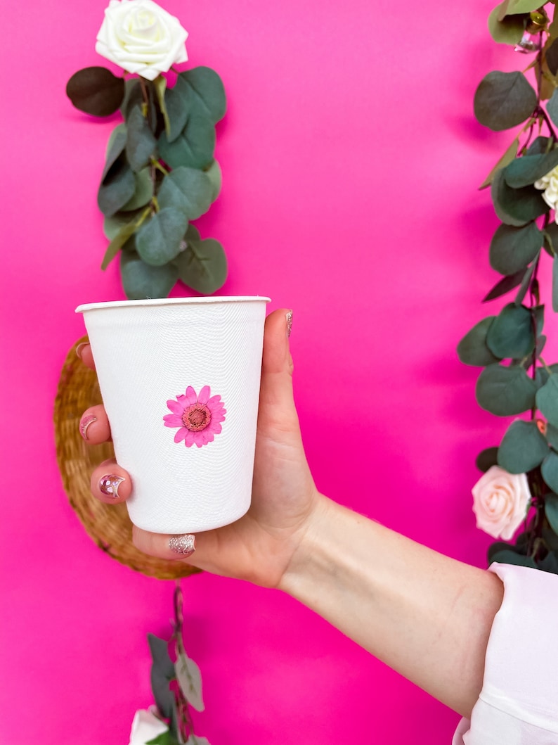 Pink Party Cups With Dried Flower Decor 30 per Package - Etsy