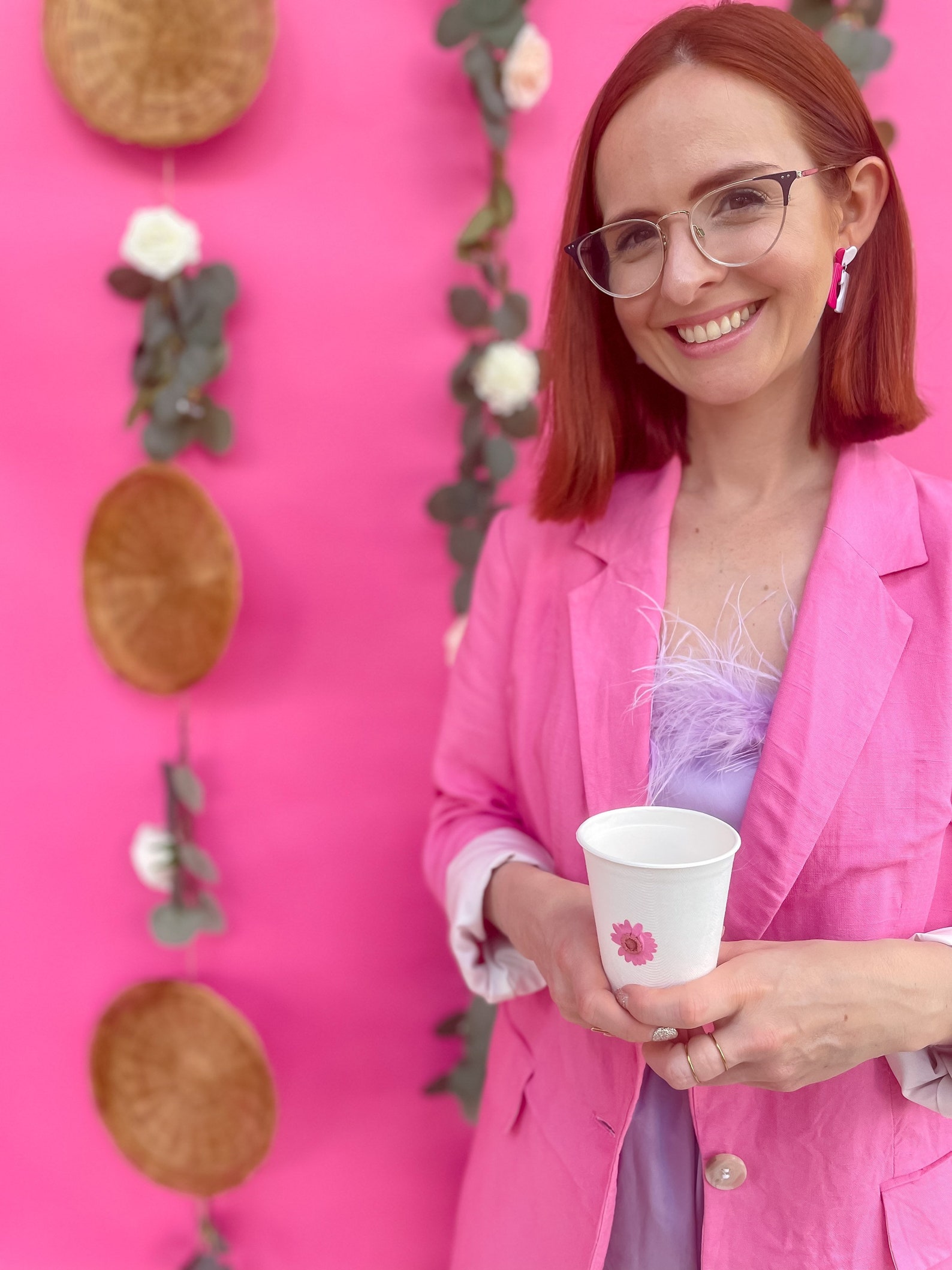 Pink Party Cups With Dried Flower Decor 30 per Package - Etsy