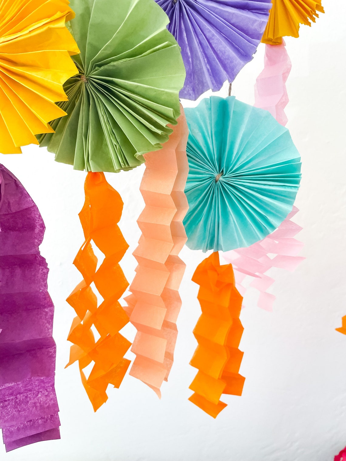 Tissue Paper Fans With a Hanging Tail 5pcs Eco-friendly Party - Etsy