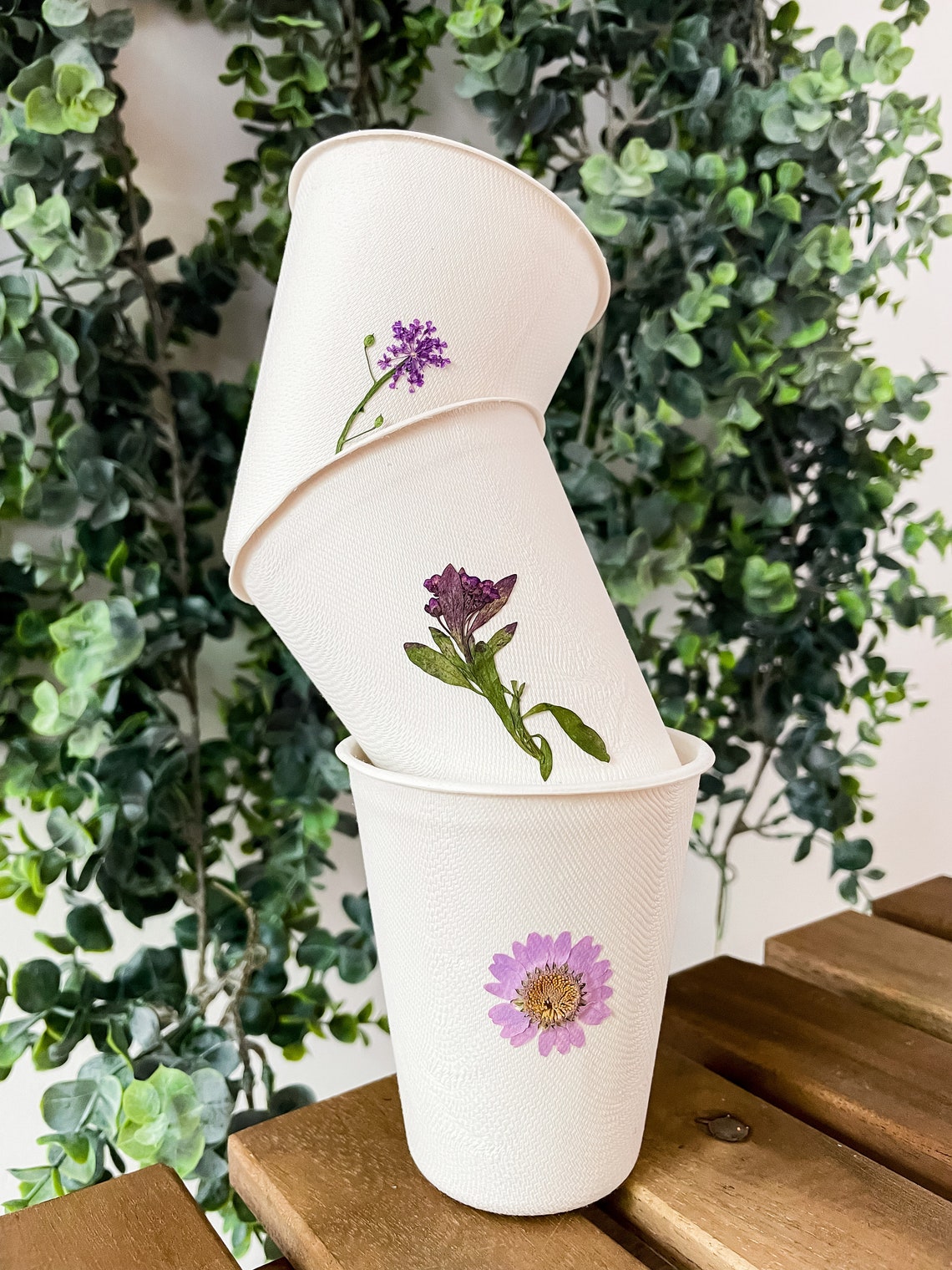 Purple Party Cups With Dried Flower Decor 30 per Package - Etsy