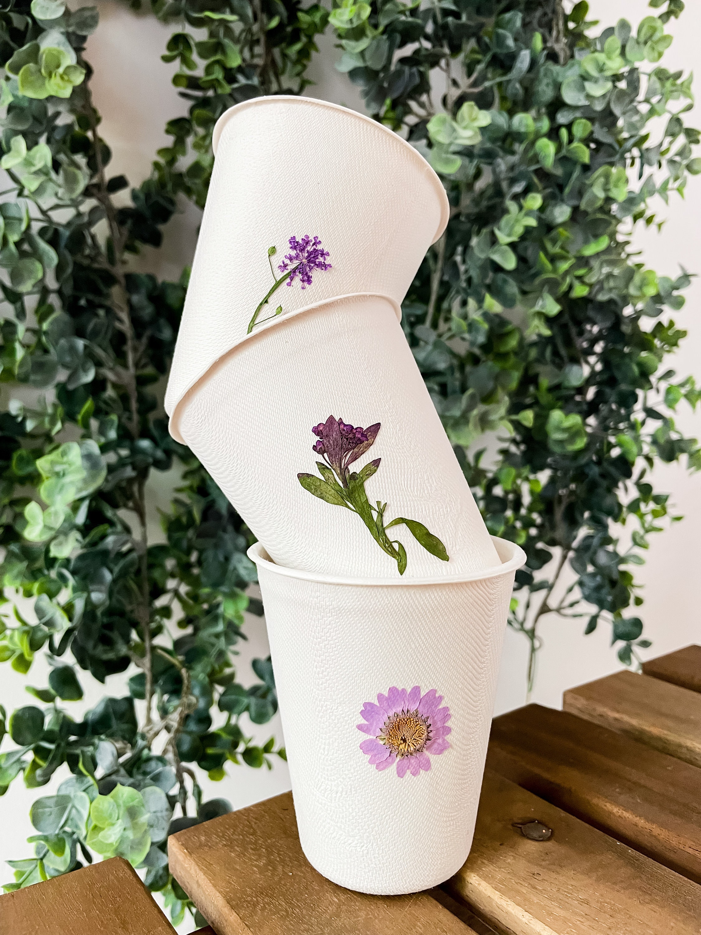 Purple Party Cups With Dried Flower Decor 30 per Package - Etsy