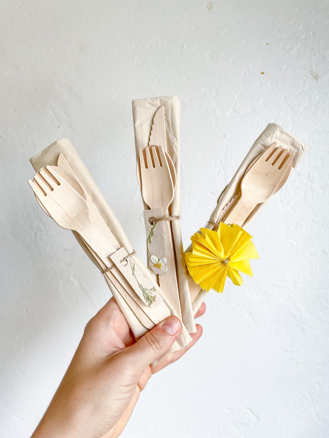 Eco-friendly Wooden Party Cutlery Set for 20 Pre-rolled - Etsy