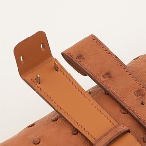 Fixed Bars Brown Ostrich Leather Watch Strap, Open Ends Handmade Strap ...