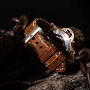 Golden Monster Vachetta Veg Leather Strap for Panerai Watches, Handmade ...