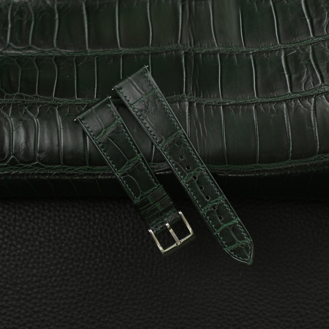 Handdn Watchstraps Classic Dark Green Alligator Leather Watch Strap ...
