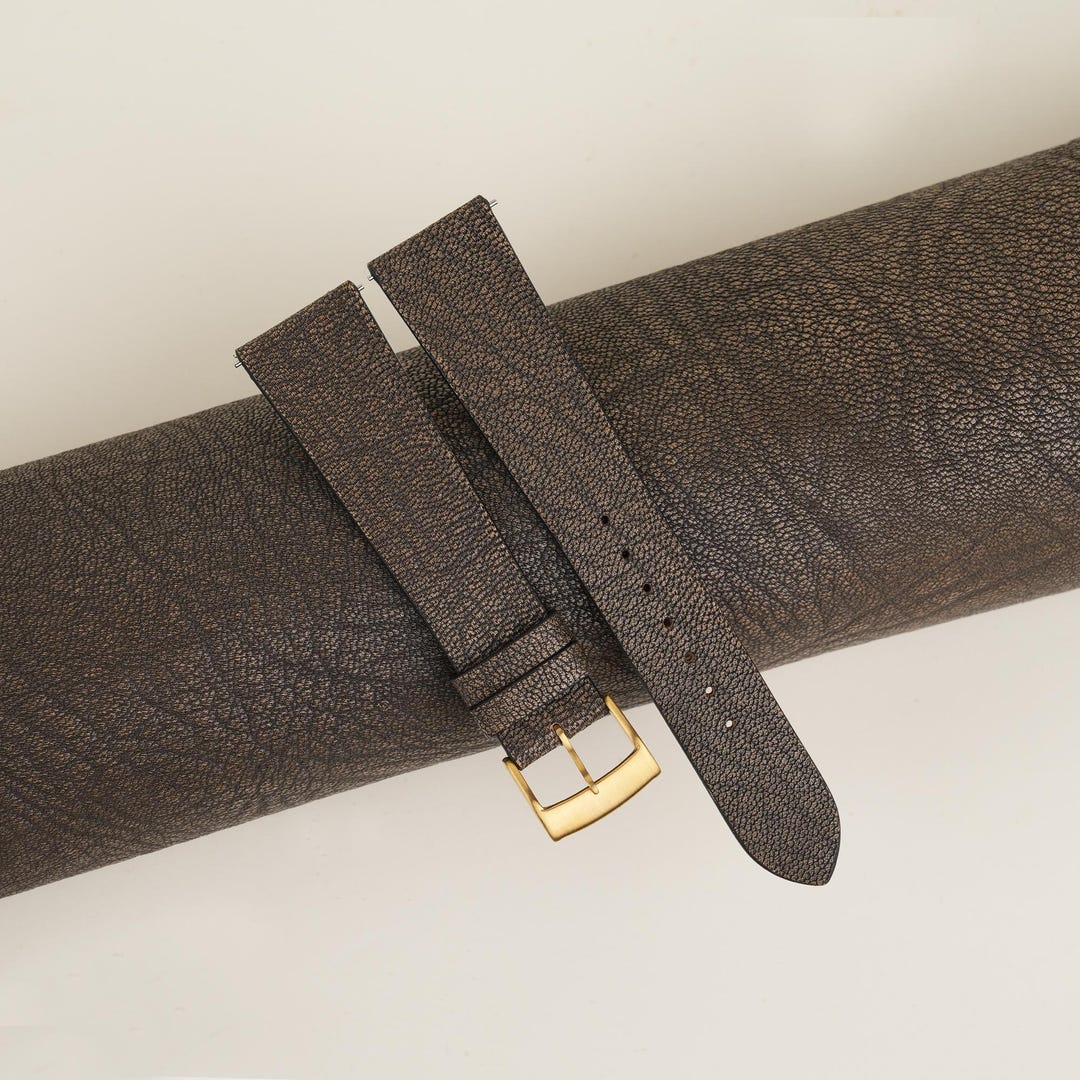Vintage Brown Alran Fat Nat Leather Watch Strap, Handmade Goat Brown ...