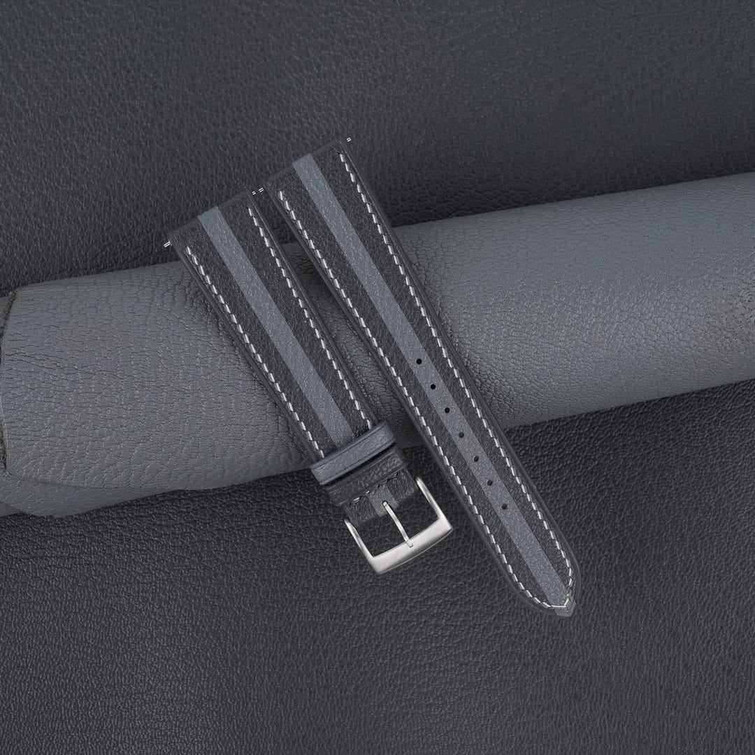Duocolor Dark Grey Alran Sully Leather Strap, Dark Grey Leather Strap ...