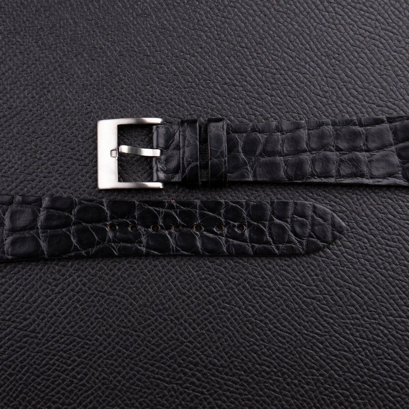 Handmade Black Alligator Round Scales Watch Band Slim Style ,vintage ...