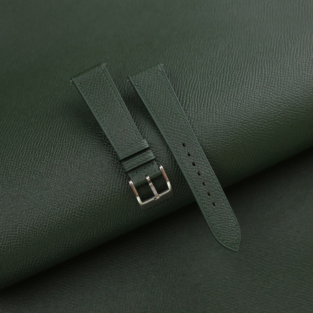 Dark Green Epsom Leather Watch Strap, Dark Green Epsom Leather Handmade ...