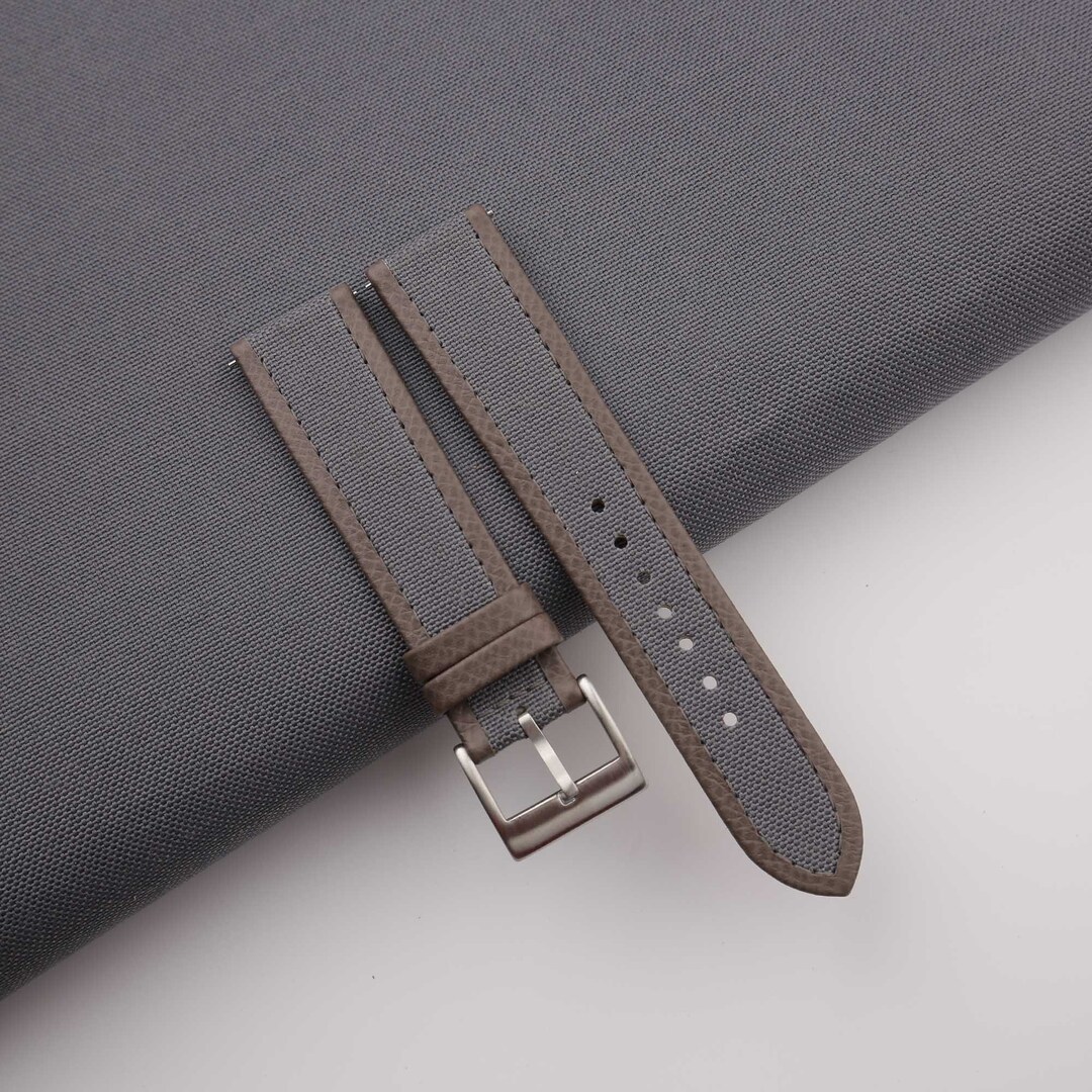 Handmade Gray Sailcloth Folded Edge Epsom Watch Strap, Folded Edge ...
