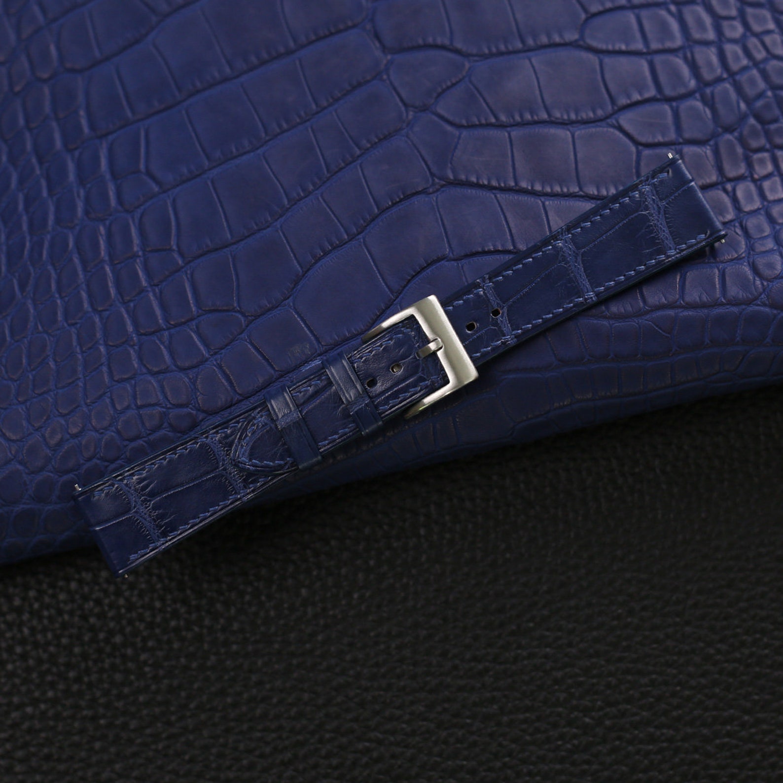 Handdn Watchstraps Classic Dark Blue Alligator Leather Watch Strap ...