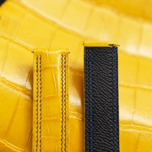 Padded Yellow Alligator Leather Lining Navy Epsom Watch Strap ...