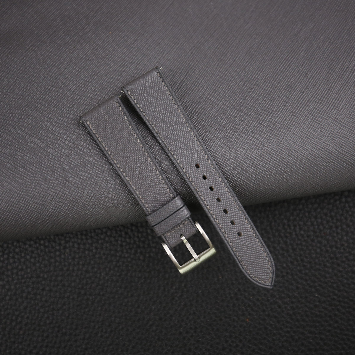 Saffiano Dark Grey Leather Strap Bands Handmade Dark Grey - Etsy