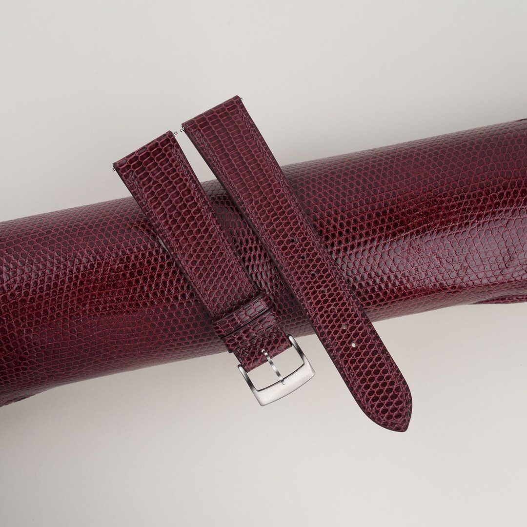 Handdn Watchstraps Lizard Burgundy Strap Bands, Burgundy Lizard Leather ...