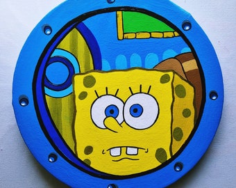 Round Spongebob Painting - Etsy