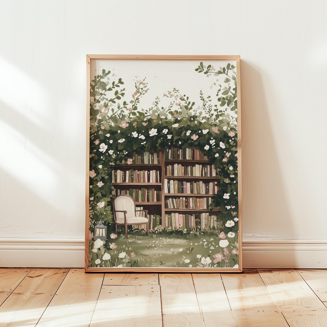 Bookish Wall Art - Library Wall Art - Digital Printable Decor - Cozy ...