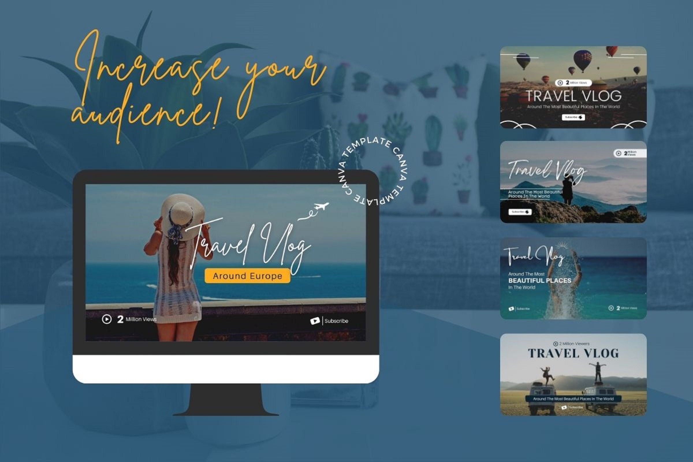 Travel Vlog Thumbnail Youtube Thumbnail Template Pack Thumbnail for ...