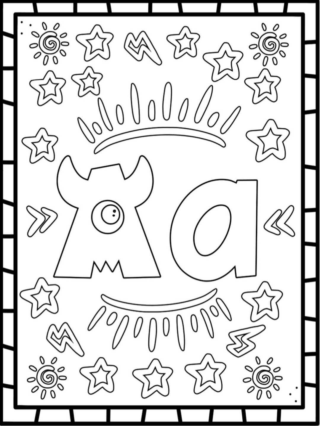 Alphabet Coloring Book - Monsters Themed - Etsy
