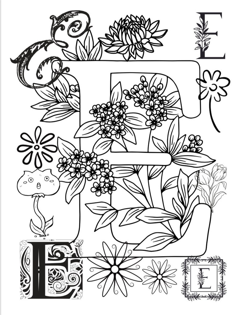 Alphabet Coloring Book - Floral Design - Etsy