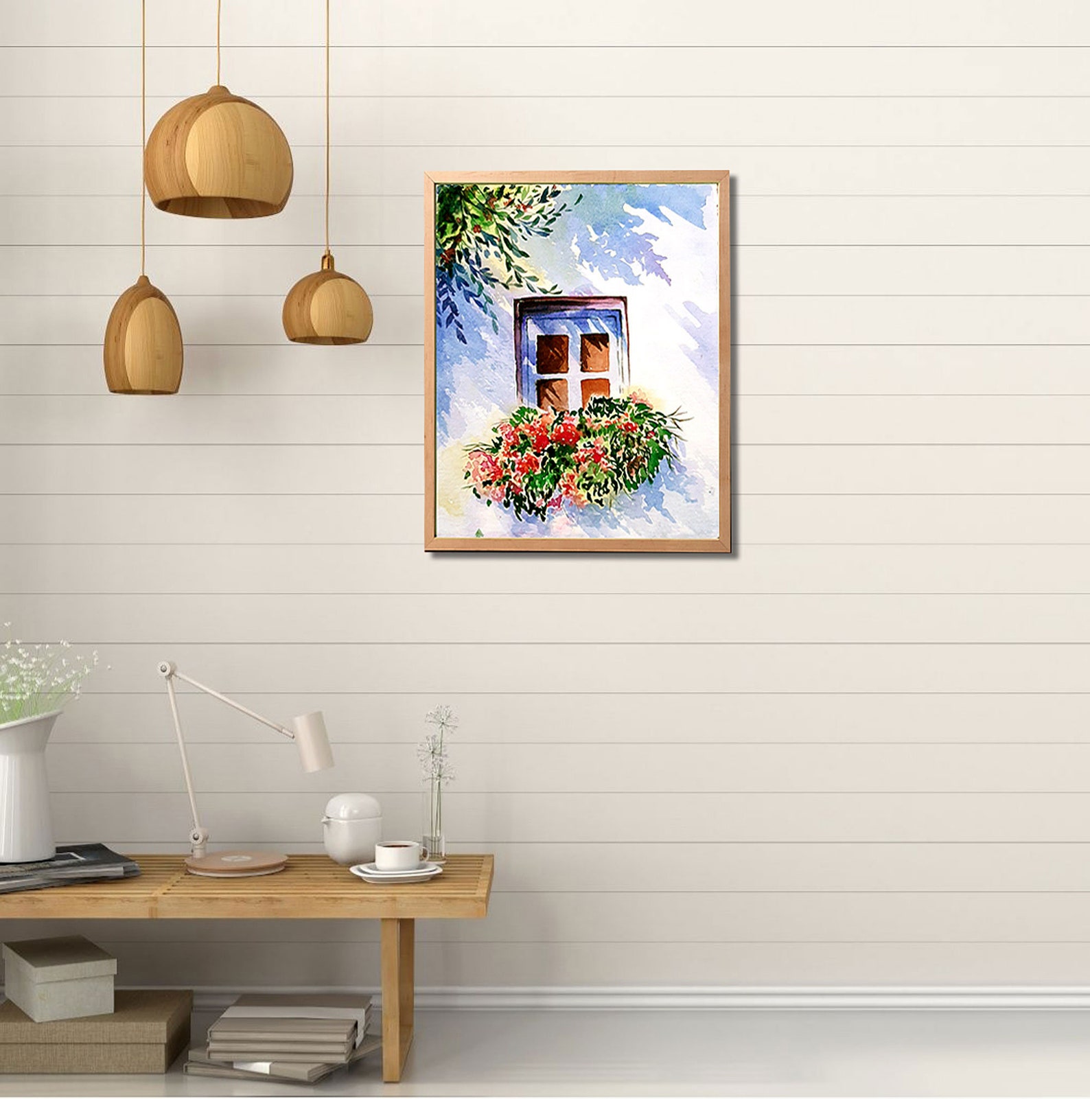 Spring Flowers Painting Window Box Original Watercolor Art - Etsy