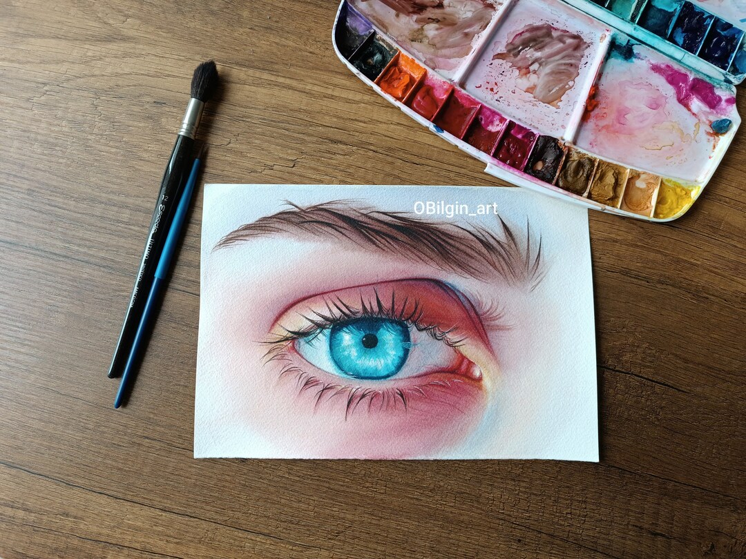 Blue Eye Original Watercolor Painting Blue Eye Art Realistic Eye ...