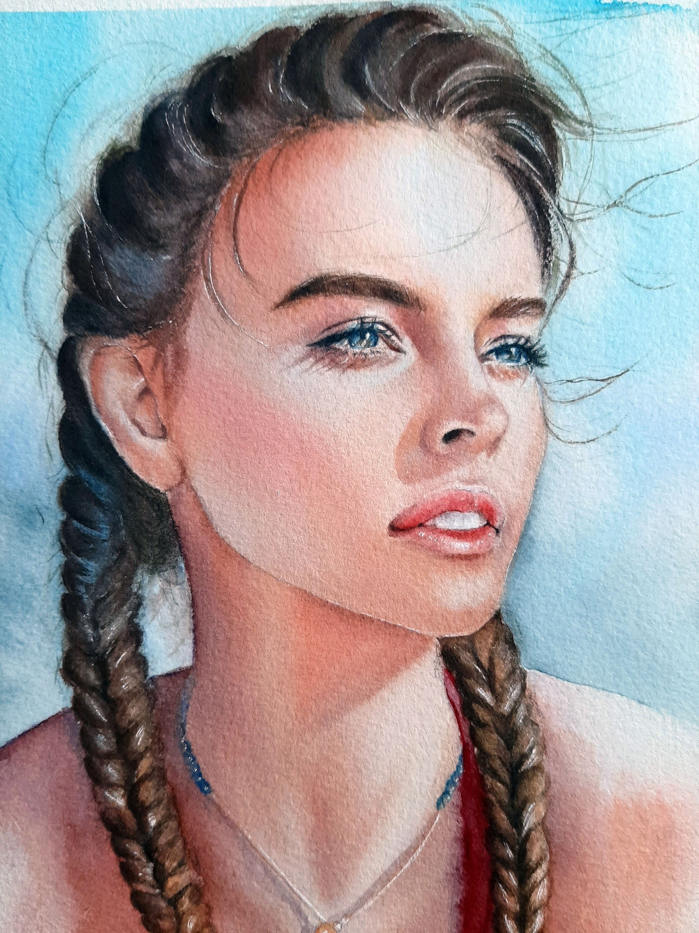 Girl Original Watercolor Painting Female Painting Commission Portrait ...