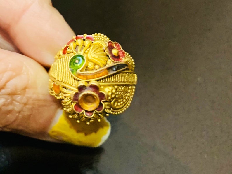 22k Solid Yellow Gold Ring-indian Gold Ring-handcrafted - Etsy
