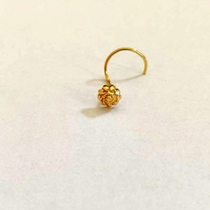 18k Solid Gold Nose Pin- Gold Nose Stud-rajasthani Nose Pin- Indian ...
