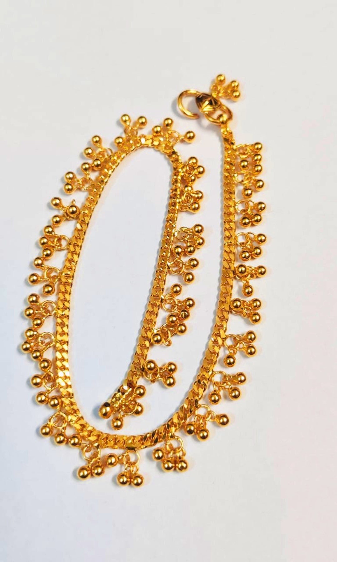 22ksolid Yellow Gold Anklet-indian Gold Payal-real Gold Anklet-gold Payal-royal Gold Anklet ...