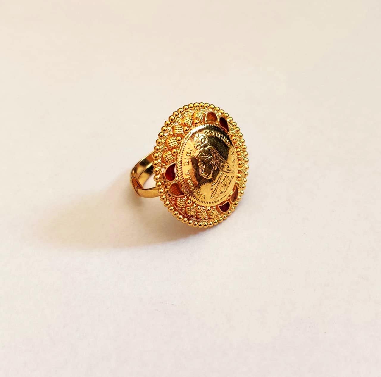 22k Solid Gold Coin Ring-antique Gold Coin Ring Solid Gold - Etsy