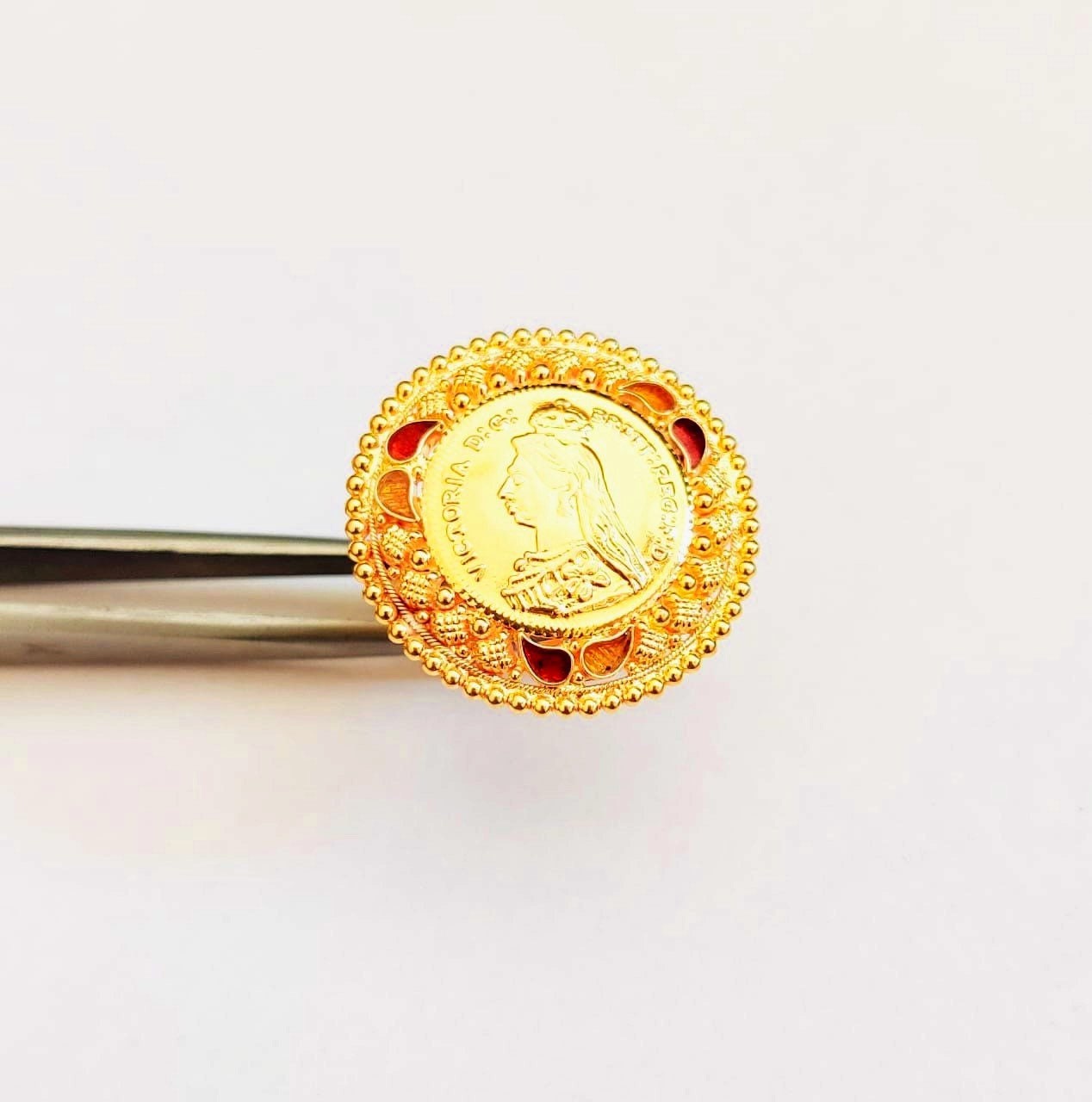 22k Solid Gold Coin Ring-antique Gold Coin Ring Solid Gold - Etsy