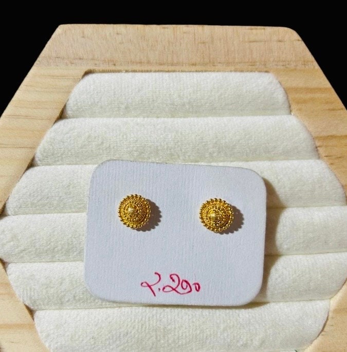 22k Gold Stud- Solid Gold Stud- Round Shape Gold Stud-everyday-wear ...