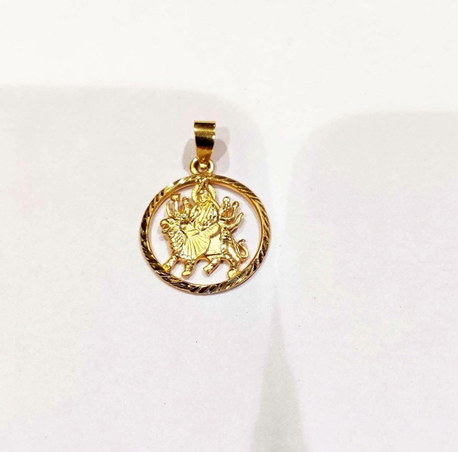 22k Gold Goddess Durga Pendant-solid Gold Pendant Navratri | Etsy