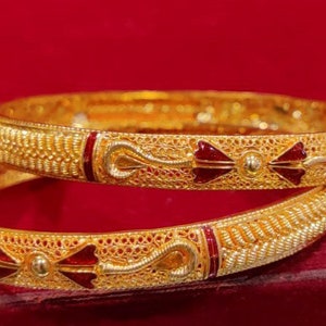 22k Solid Gold Indian Bangle Set-gold Bangle-rajasthani Gold Bangle-pure Gold Bangles-wedding ...