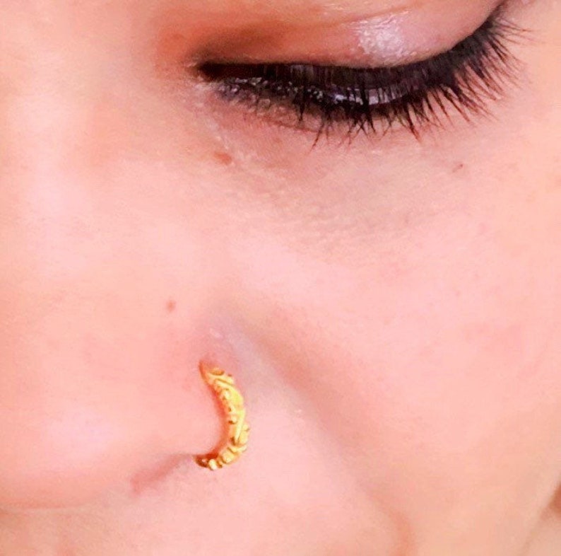 Gold Nose Ring, Nose Gold Hoop , Gold Plated Nose Ring, Nose Ring ...