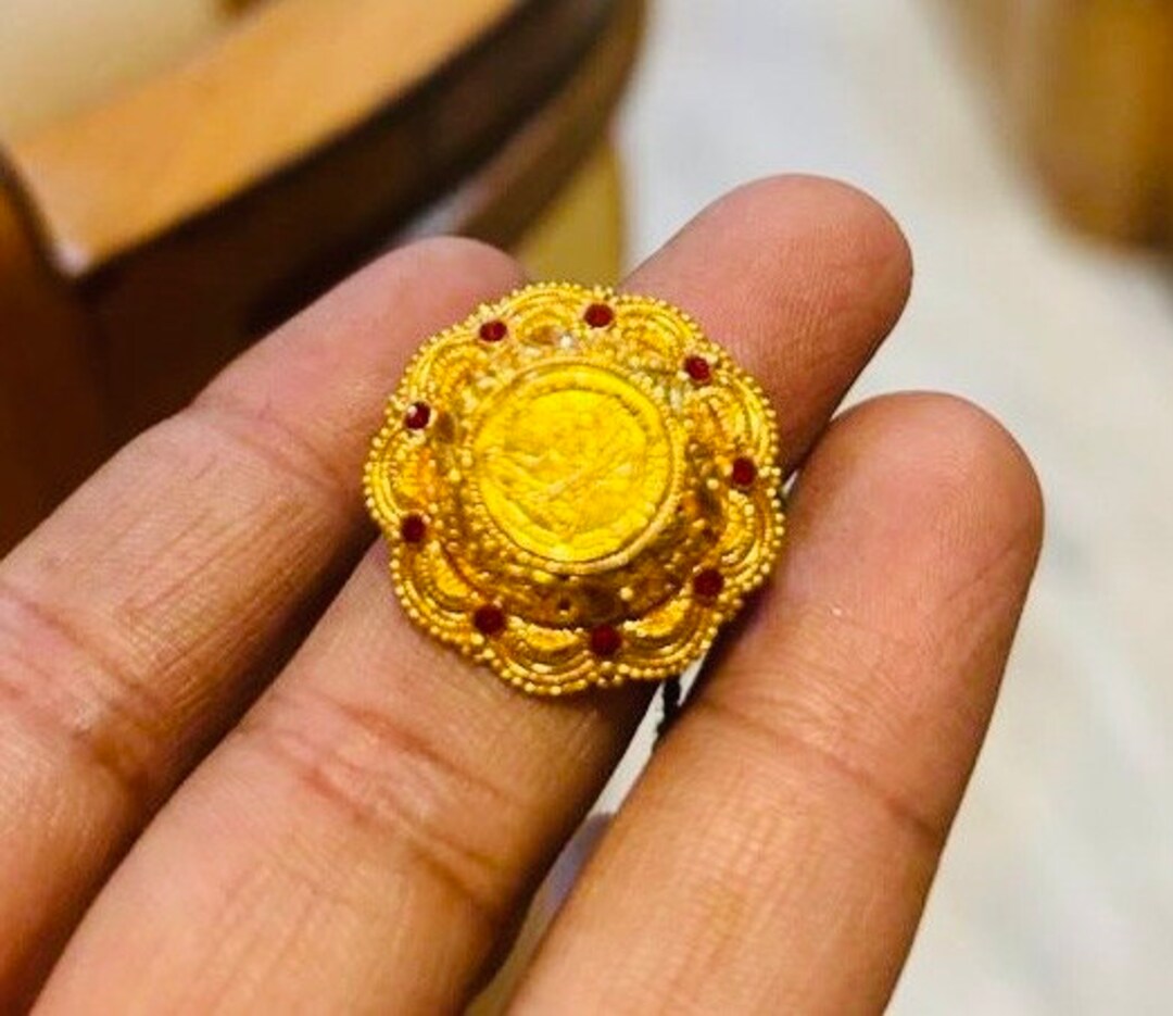 22k Solid Gold Coin Ring-antique Gold Coin Ring Solid Gold Early Coin ...