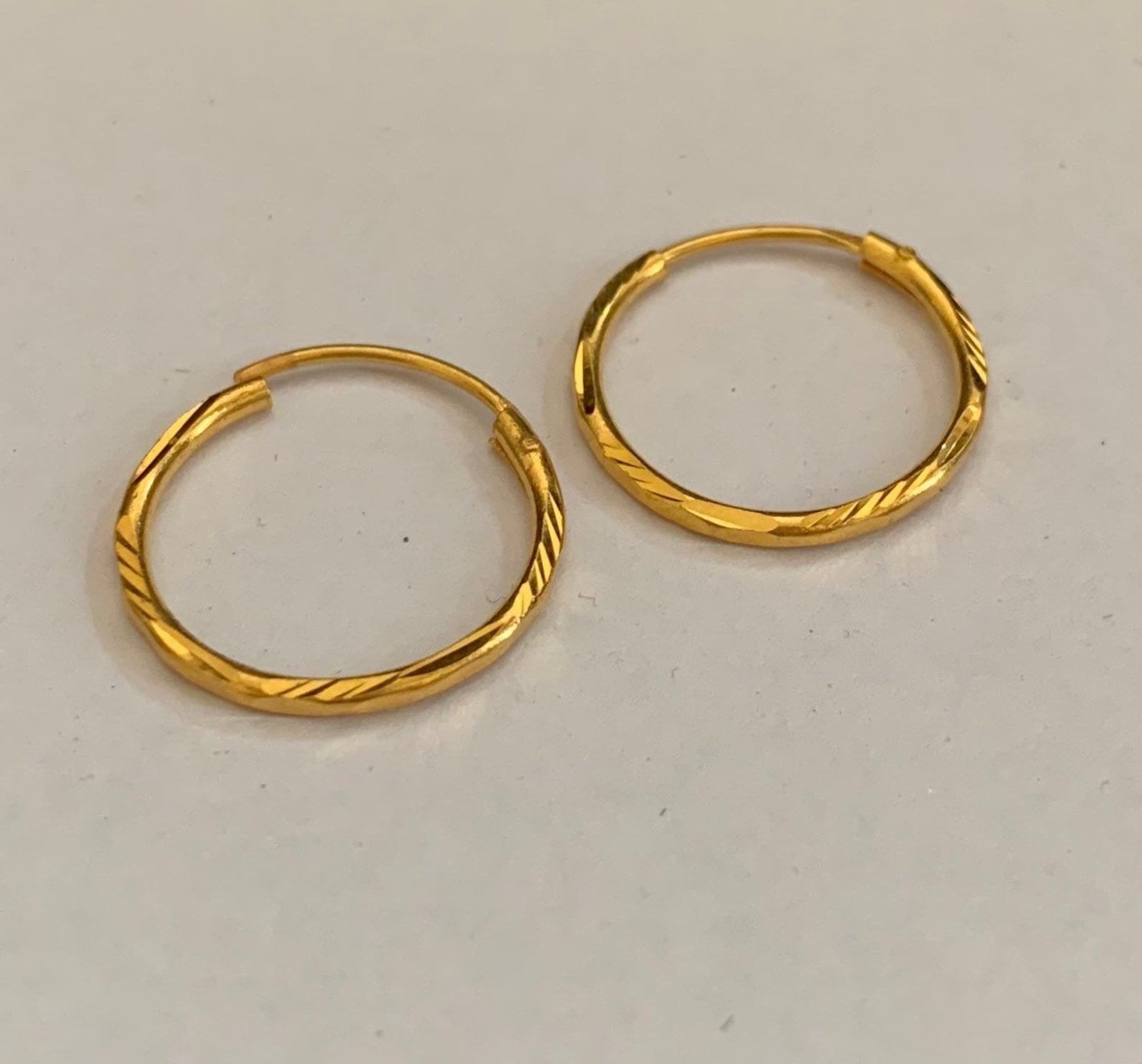 22k Gold Hoops, Gold Earring, Solid Gold Hoops, Tiny Gold Hoops ...