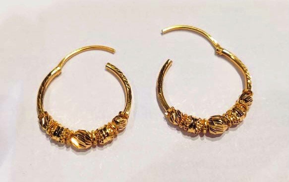 22k Gold Hoop 4.36 Gram Gold Hoops-indian Gold Hoops-diamond - Etsy